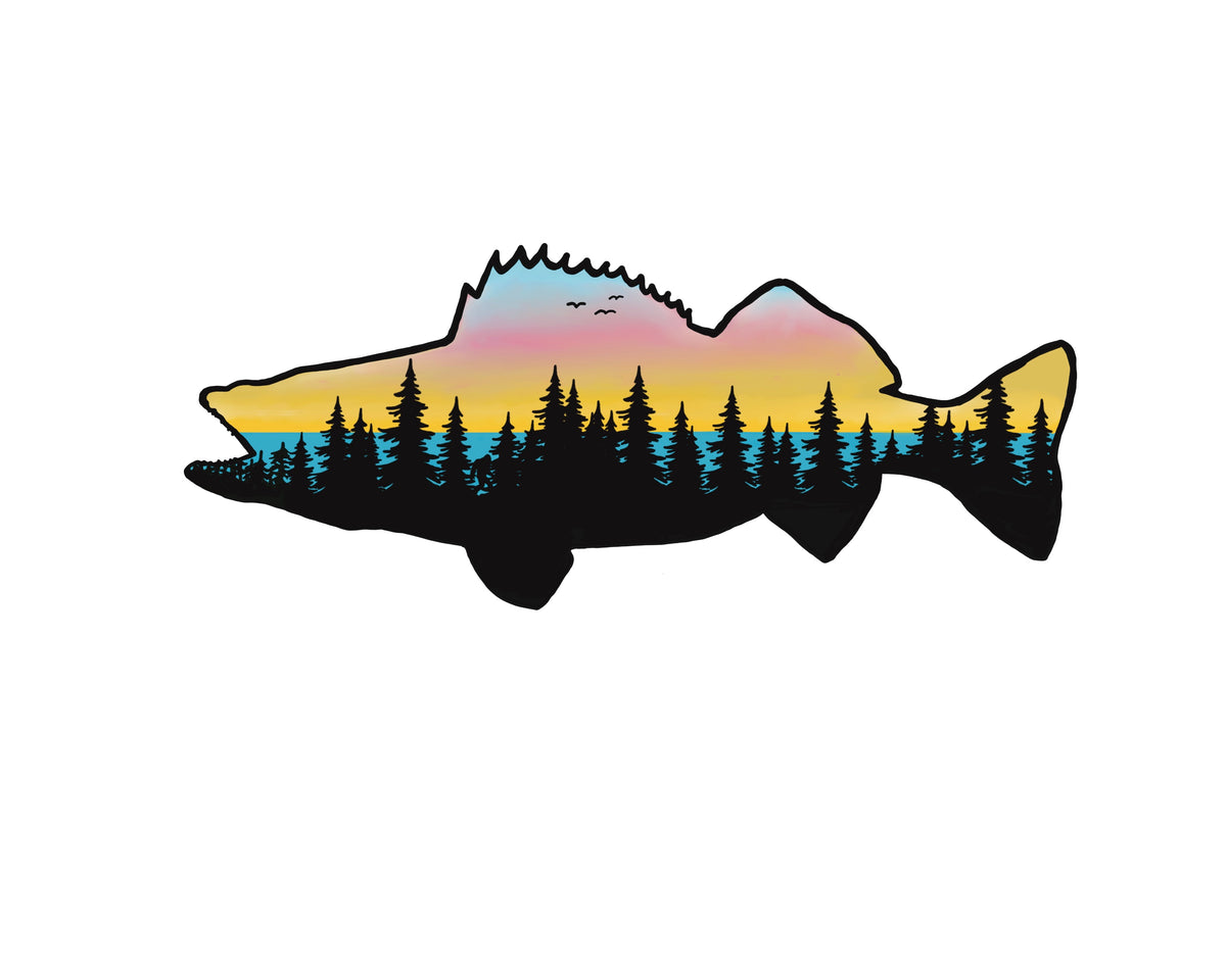 Walleye Sunset Sticker – TroutMountainWorks